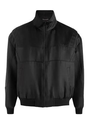 Saint Laurent Teddy Panelled Satin Bomber Jacket - Black