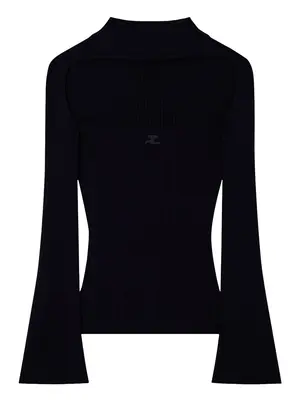 COURREGES Cut-out Ribbed Jumper - Black