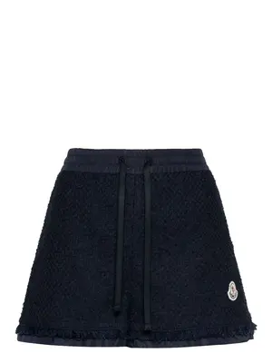 Moncler Logo-patch Tweed Shorts - Blue