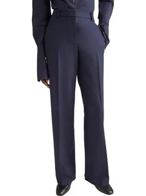 Lafayette 148 New York Gates Stretch Wool Straight Leg Trousers - Ink