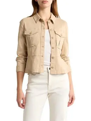 LIVERPOOL Liverpool Los Angeles Peplum Twill Trucker Jacket Cappuccino