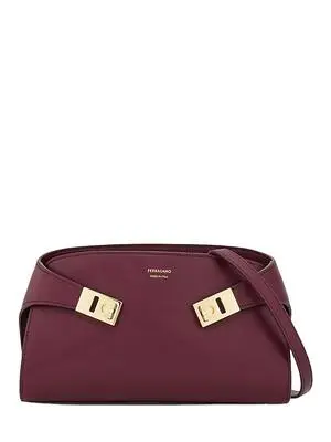 FERRAGAMO Ferragamo Hug Mini Leather Crossbody Bag Plum