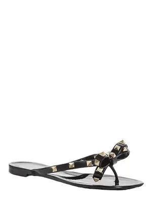 Valentino Garavani Rockstud Pvc Thong Sandals - Black