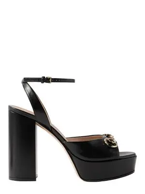 Gucci Horsebit-detailed Leather Platform Sandals - Black