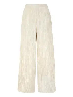 DIMA AYAD Plissé-satin Wide-leg Pants - Ivory