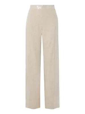 DIMA AYAD Sequined Straight-leg Canvas Pants - Neutrals