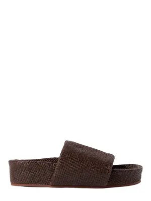 ST. AGNI ST. AGNI Woven Leather Platform Slides Brown