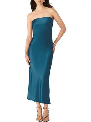 Steve Madden Jessamine Strapless Stretch Satin Dress - Deep Teal