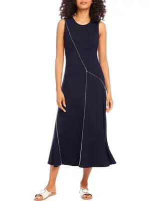 Karen Kane Reverse Seam Sleeveless Midi Dress - Navy