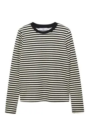 Mango MANGO Stripe Long Sleeve Top Black Stripe