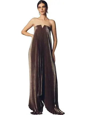 L'IDEE Strapless Maxi Gown - Chocolate