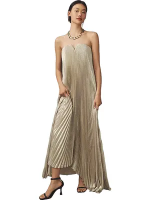 L'IDEE Strapless Maxi Gown - Gold