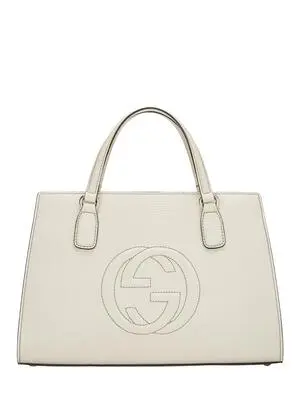 Gucci Grained Leather Soho Handbag - White