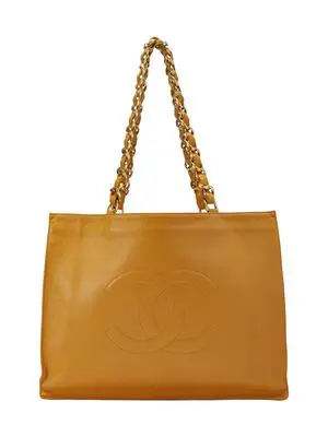 Chanel Lambskin Flat Chain Handle Tote - Orange