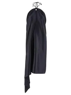 FERRAGAMO Asymmetric Satin Dress - Black