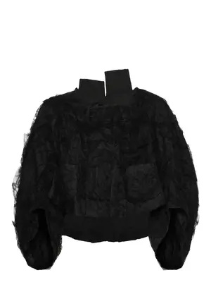 Comme Des Garçons Tulle-inserts Cropped Jacket - Black