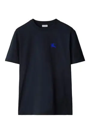 Burberry Edk-embroidered Cotton T-shirt - Blue