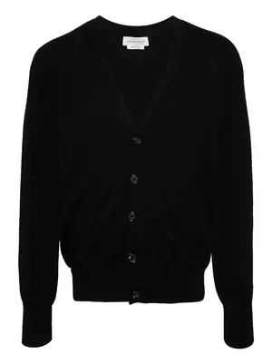 Alexander McQueen Embroidered-logo Knitted Cardigan - Black