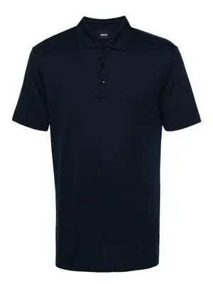 BOSS Logo-embroidered Polo Shirt - Blue
