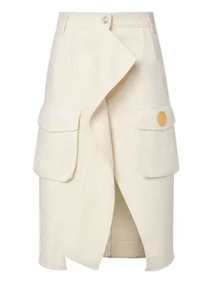 Moschino Asymmetric Cargo Denim Knee-length Skirt - White