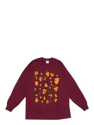 Supreme Faces Long-sleeve Tee 'burgundy - Red