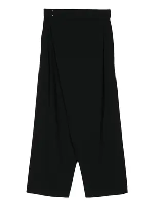 Y’s Draped Straight-leg Trousers - Black