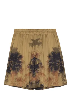 LANEUS Palm Tree-print Bermuda Shorts - Brown