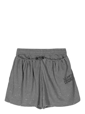 Natasha Zinko Slogan-print Distressed Track Shorts - Grey