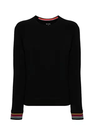 Paul Smith Striped-cuff Cotton Sweatshirt - Black