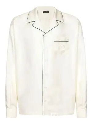 Dolce & Gabbana Embroidered-logo Silk-twill Shirt - White