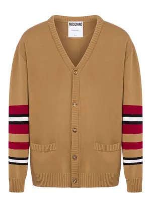 Moschino Stripe-trimmed Virgin Wool Cardigan - Brown