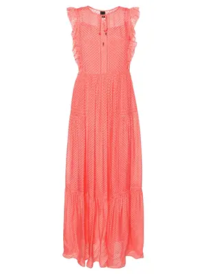 BOSS Tiered Textured Midi Dress - Pink