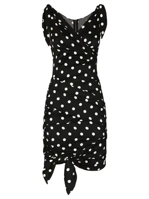 Dolce & Gabbana Polka-dot Draped Mini Dress - Black