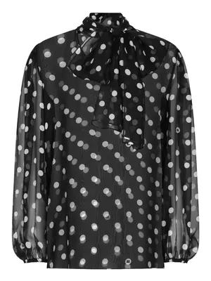 Dolce & Gabbana Polka-dot Print Pussy-bow Shirt - Black