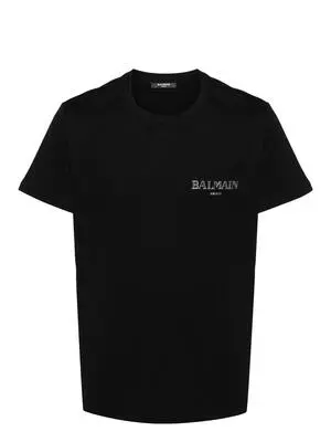 Balmain Logo-appliqué Cotton T-shirt - Black