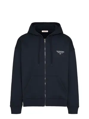 Valentino Garavani Logo-print Zip-up Hoodie - Blue