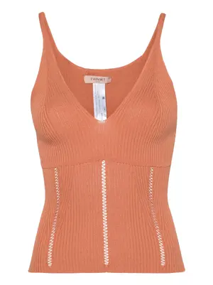 TWINSET Sleeveless Ribbed-knit Top - Orange