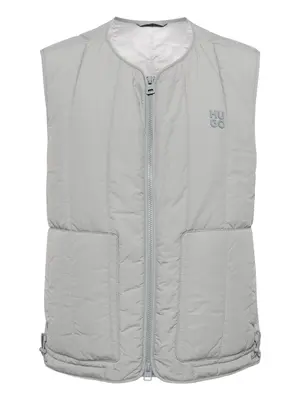 Hugo Logo-appliqué Quilted Gilet - Grey