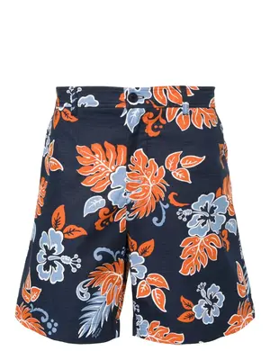 Maison Kitsuné Floral-print Ripstop Shorts - Blue