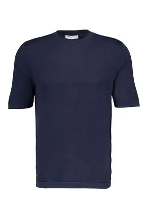 Boglioli Crew-neck Silk-cotton Blend T-shirt - Blue