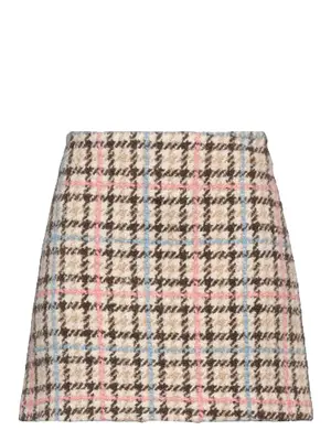 MSGM Mini Flared Tweed Skirt - Beige