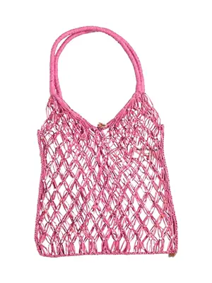 MADE FOR A WOMAN Straw Handbag With Beaded Detail - Pink