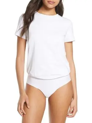Commando Essential Stretch Cotton Crew Bodysuit - White