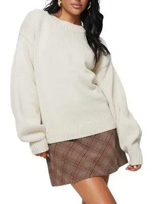 Princess Polly Harmony Oversized Crewneck Sweater - Beige