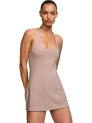 Victoria's Secret Vsx Vs Essential Perforated Halter Dress - Beige