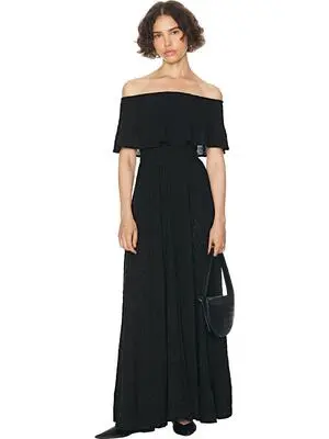 HELSA Petite Eyelet Garden Midi Dress - Black