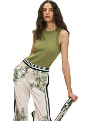 Veronica Beard Jordyn Cropped Tank Top - Cactus