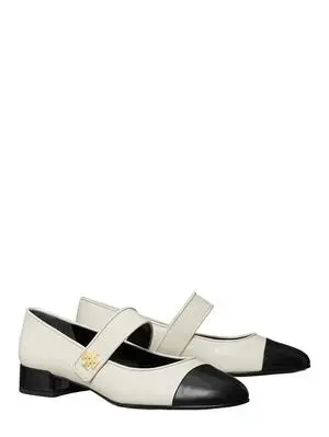 Tory Burch Cap-toe Mary Jane - Light Cream/perfect Black