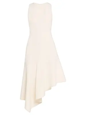 Michael Kors Michael Kors Collection Barathea Asymmetric Midi Dress Ivory