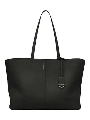 MAISON DE SABRE Large Leather Zipped Soft Tote - Black Caviar